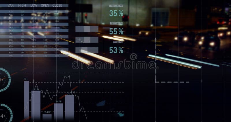 Image of Statistical Data Processing Against City Traffic at Night ...