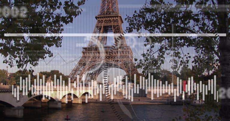 Image of Statistical Data Processing Against View of Eiffel Tower Stock Photo - Image of ...