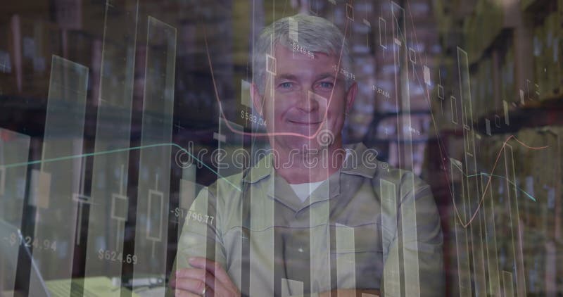 Image of Statistical Data Processing Over Caucasian Senior Male Worker ...