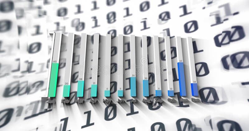 Image Of Statistics And Data Processing Over Binary Coding Stock Image
