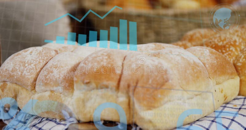 Image of Statistics and Data Processing Over Bread in Baskets in Food ...
