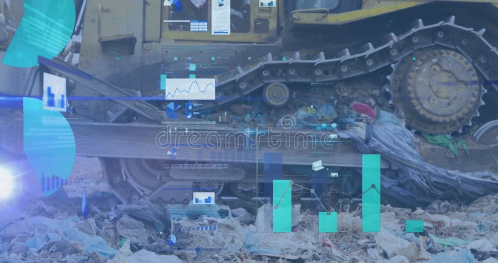 Image of Statistics and Data Processing Over Buildozer at Waste ...