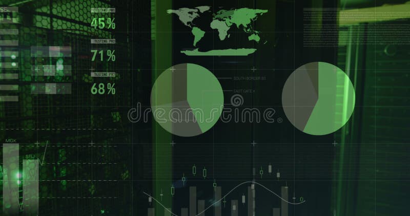 Image of Statistics and Data Processing Over Green Lights of Computer ...