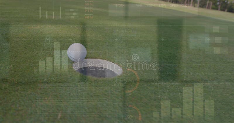 Image of Statistics and Data Processing Over Legs of Male Golf Player ...