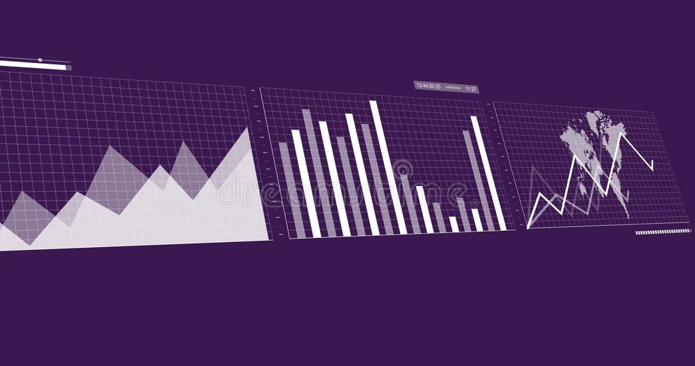 Image of Statistics and Data Processing Over Purple Background Stock ...