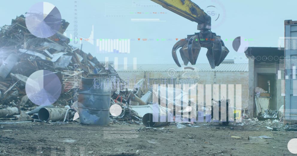 Image of Statistics and Data Processing Over Vehicle in Scrap Yard ...