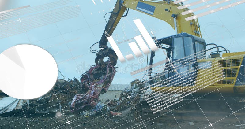 Image of Statistics and Data Processing Over Vehicle in Scrap Yard ...