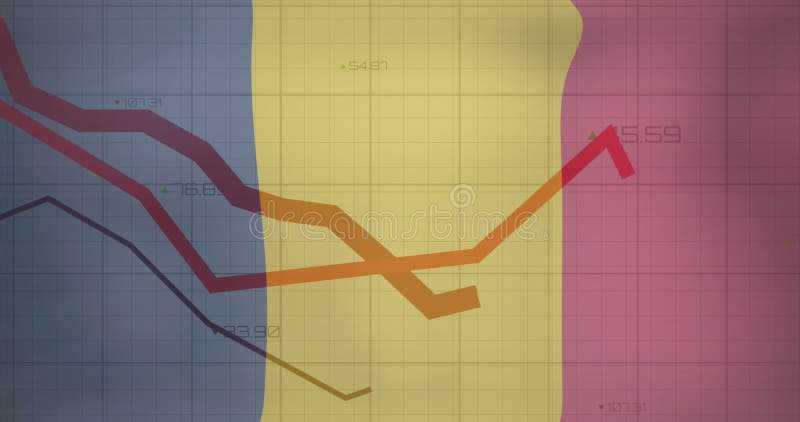 Image of Statistics and Data Processing Over Waving Flag of Chad Stock ...