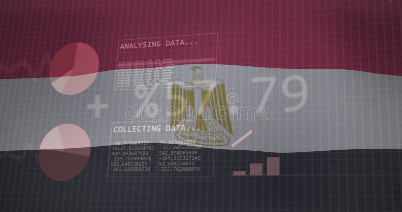 Image of Statistics and Data Processing Over Waving Flag of Egypt Stock ...