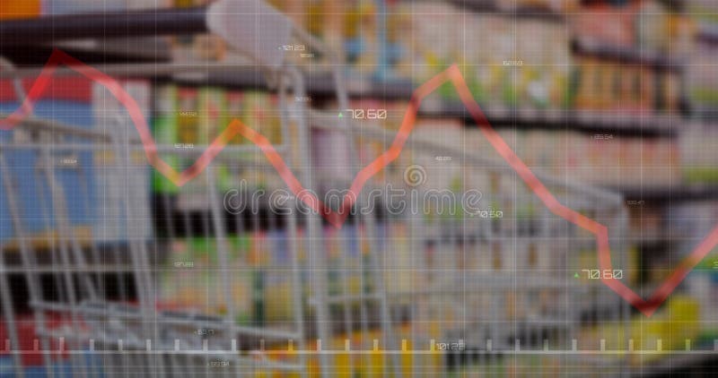 Image of Statistics and Data Processing with Red Line Over Empty ...