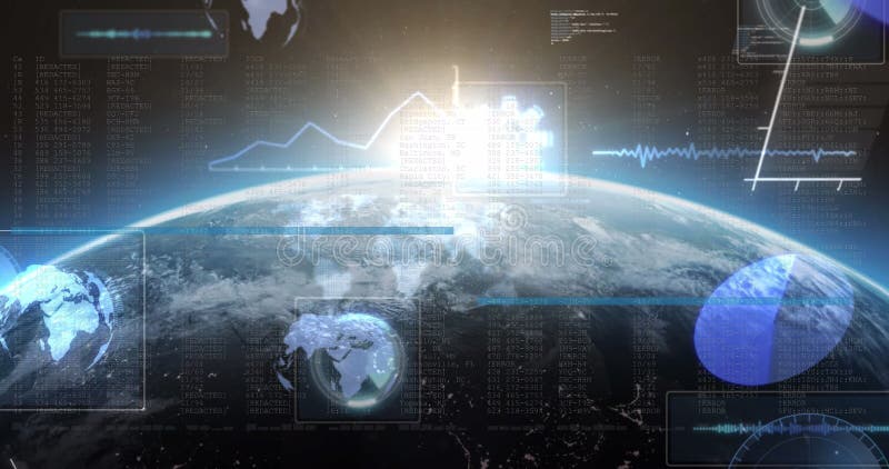 Image of Statistics with Data Processing on Screen and Scopes Scanning ...