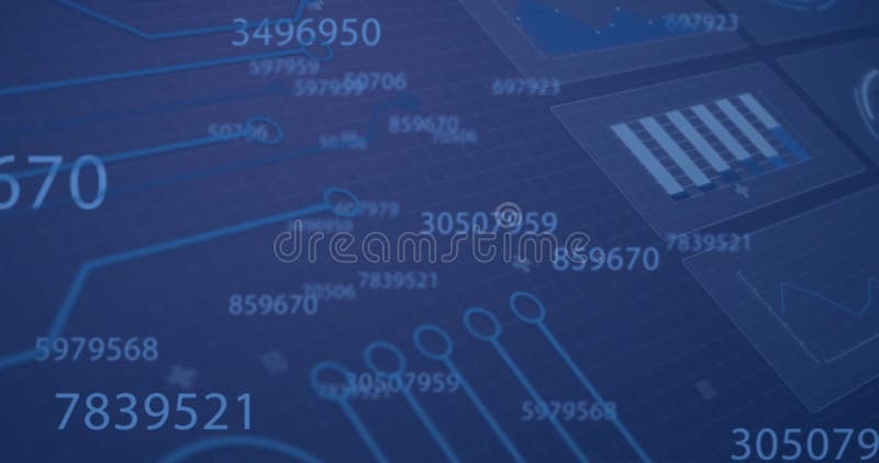Image of Statistics and Digital Data Processing Over Blue Background Stock Illustration ...