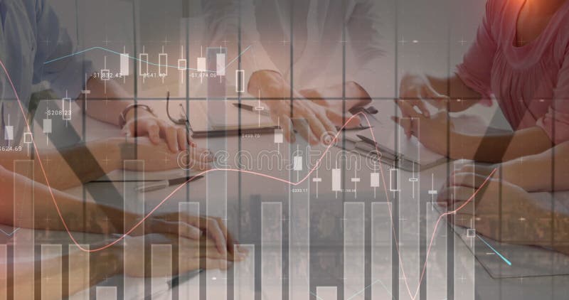 Image of Statistics and Financial Data Processing Over Business People ...