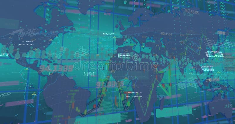Image of Statistics and Financial Data Processing Over World Map Stock ...