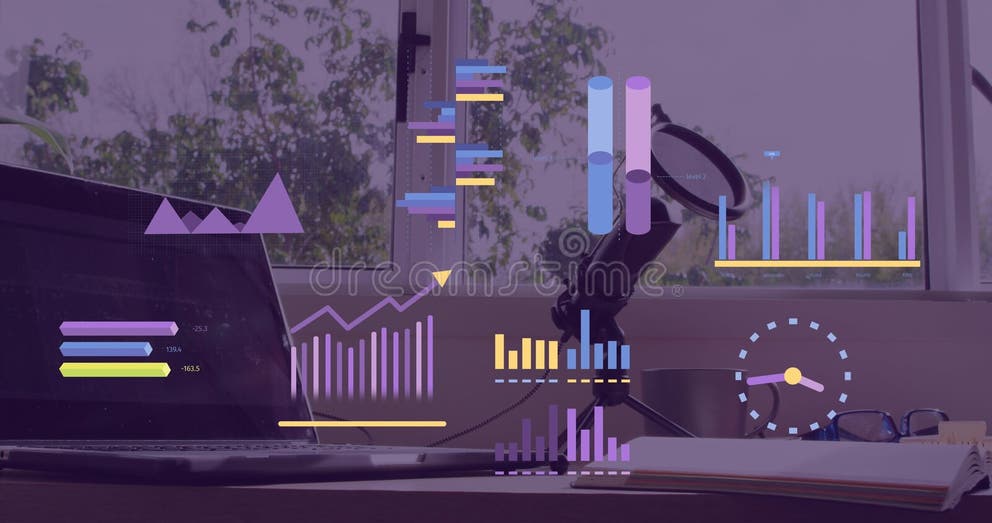 Image of Statistics, Graphs and Financial Data Processing Over Laptop ...