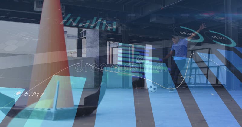 Image of Statistics and Graphs Over Man Playing Football Stock ...