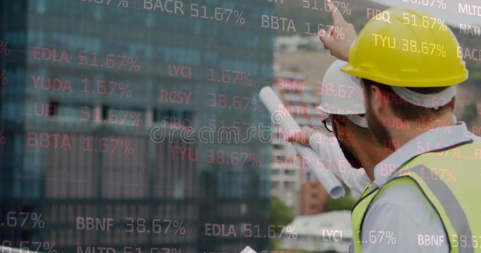 Image of Statistics Processing Over Male Architects Talking at ...