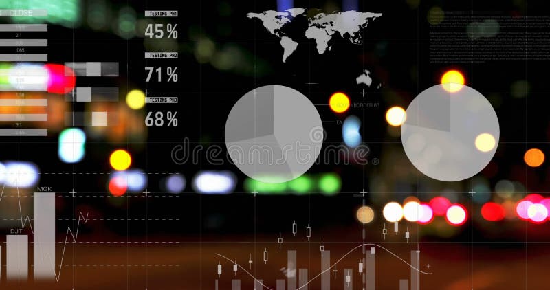 Image of Statistics Processing Over Out of Focus Lights and Cityscape ...