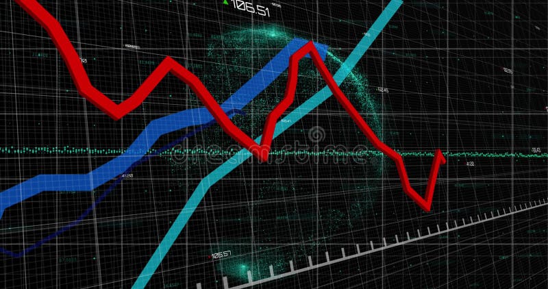 Image of Statistics with Red and Blue Lines and Data Processing Over ...