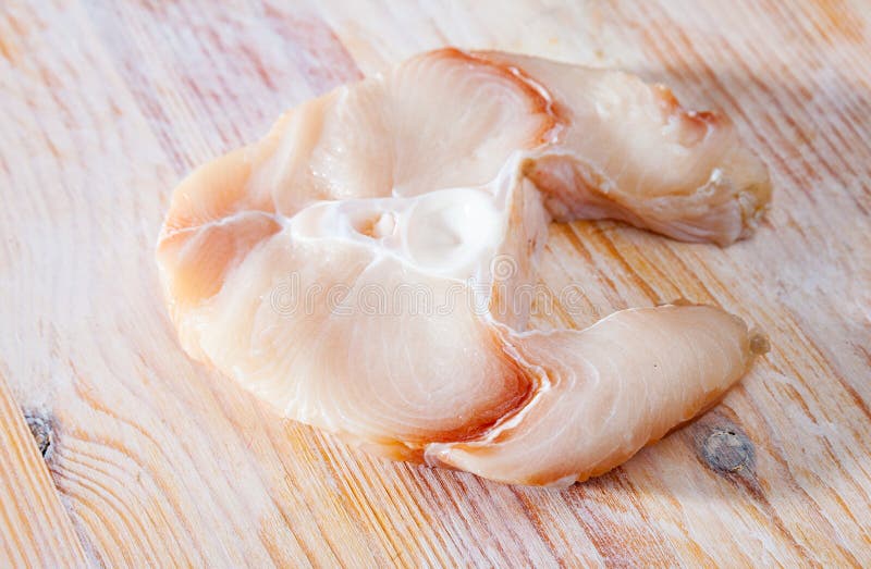 Steakes of Raw Shark Fish on Wooden Table, Nobody Stock Image - Image ...