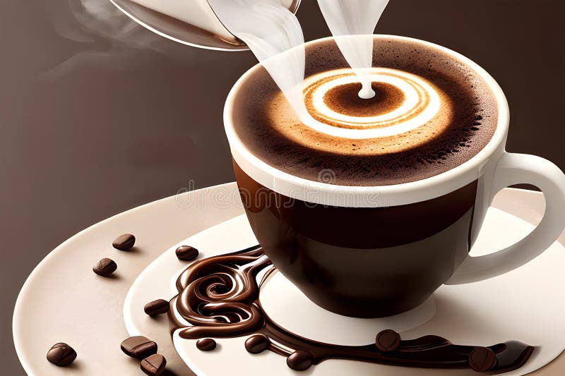 Image of a Steaming Hot Cup of Coffee Meets Cascading Ribbon of Melted ...