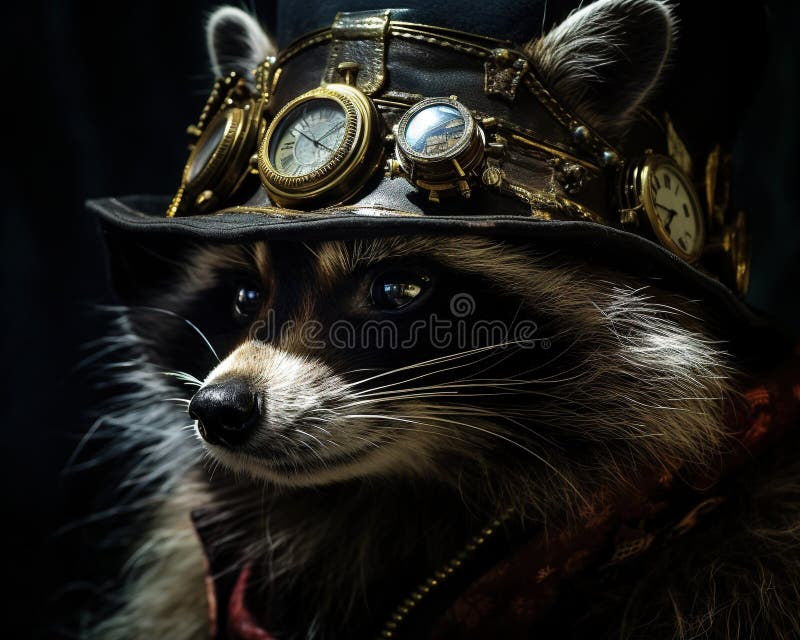 Steampunk of a raccoon. stock illustration. Illustration of steam ...