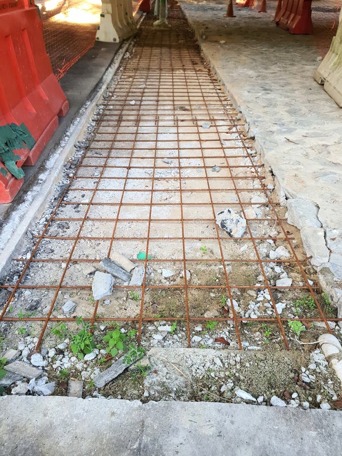 Steel Work Construction Site for Pavement Stock Photo - Image of ...