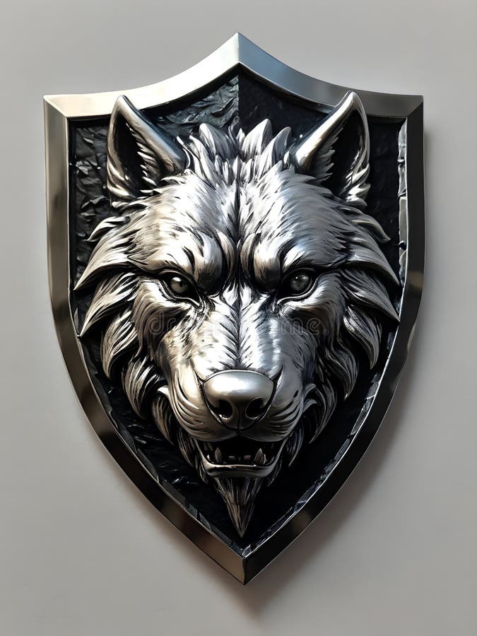 Wolf metal shield stock illustration. Illustration of decorations ...