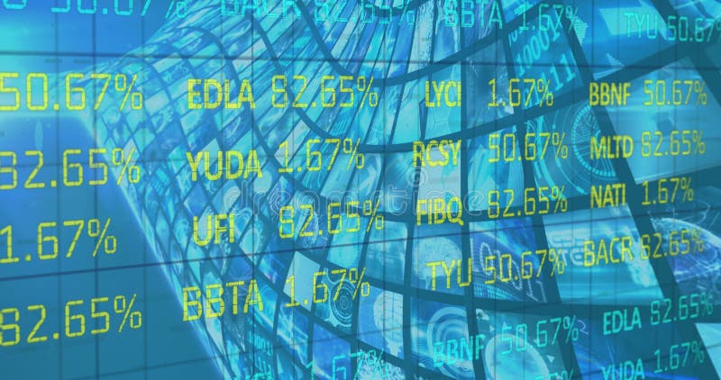Image of Stock Data Moving Over Multiple Screens Stock Illustration ...