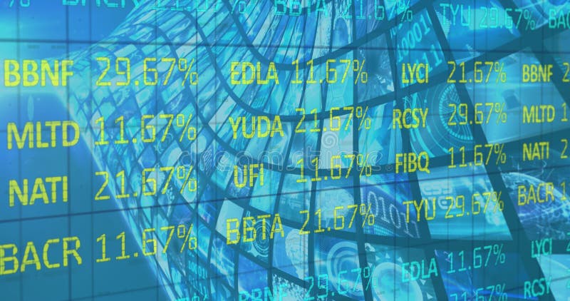 Image of Stock Data Moving Over Multiple Screens Stock Illustration ...