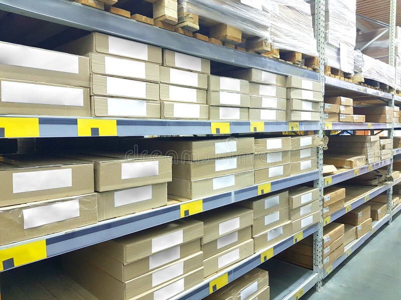 Image of Stock Inventory Shelf, Stack of Carton Boxes, Modern Logistics ...
