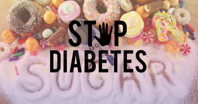 Image of Stop Diabetes Text Over Glucometer and Sweets Stock Photo ...