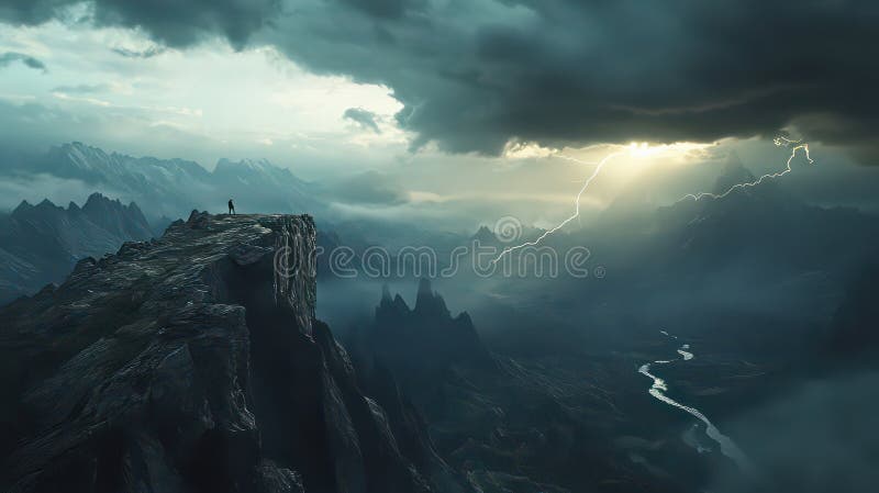 Image of a Storm Passing through the Mountains Stock Illustration ...