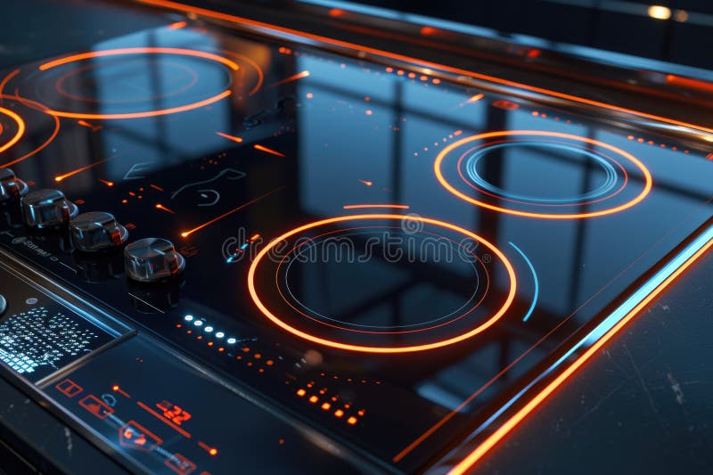 Image of a Stove Top with Three Burners and a Glass Surface, Ideal for ...