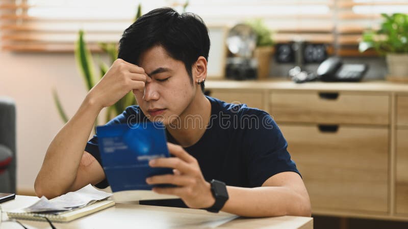 Image of Stressed Man Having Financial Problem, Anxiety about Debt and ...