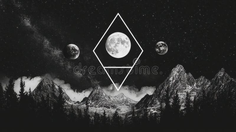 Celestial Art: a Night Sky with Moons and Stars Stock Image - Image of ...