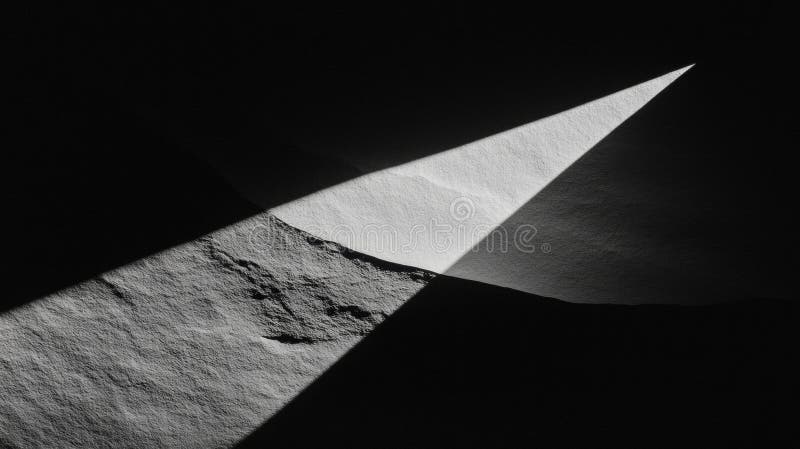 A Black and White Photograph of a Triangular Light Source Casting a ...