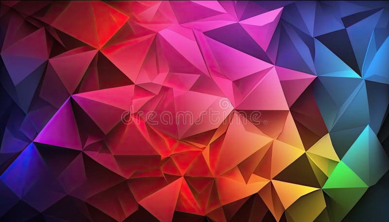 Neon Lowpoly Geomtric Triangle Textured Background Generative AI Stock ...