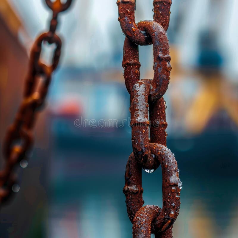 Image of Strong and Durable Anchor Chain Links with Weathered and Rusty ...