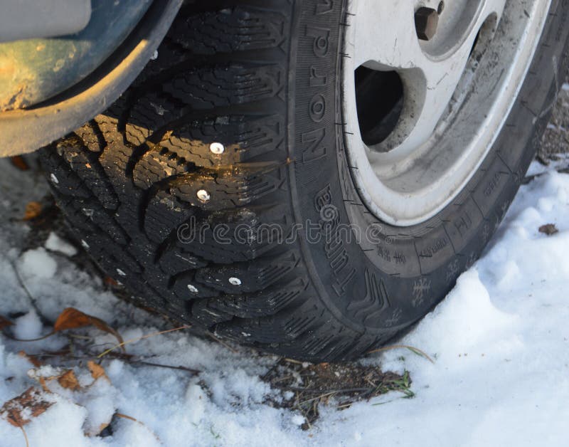 Time To Put Studded Wheels on Your Car. Stock Photo - Image of city ...