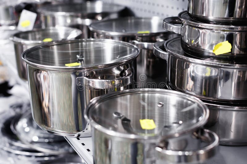 Image of Shelfs with Dishes in the Kitchen Department in the Store ...