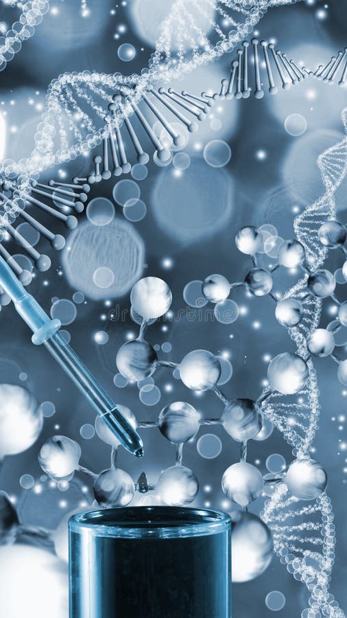 Image of Stylized Dna Chains on a Blurred Background. 3D-image Stock ...