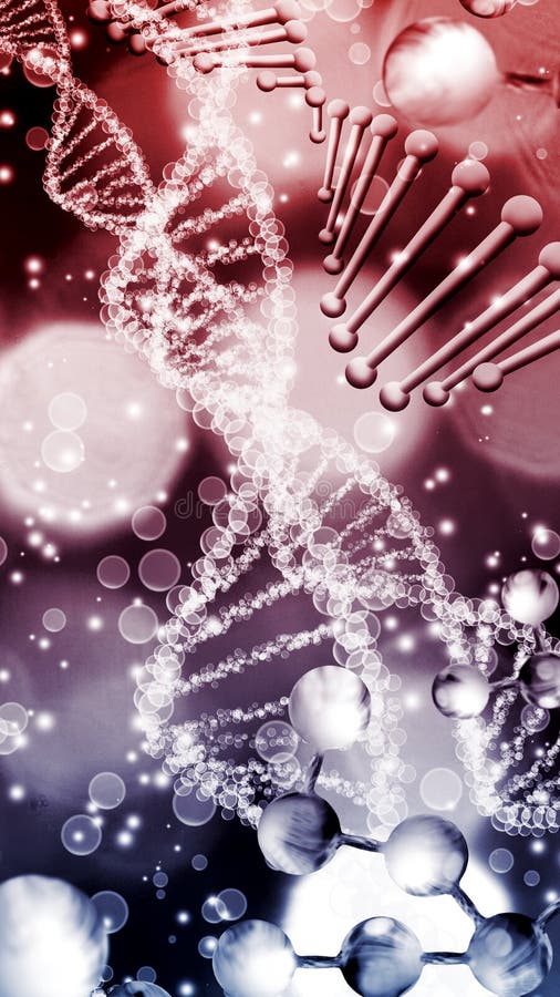 Image of Stylized Dna Chains on a Blurred Background. 3D-image Stock ...
