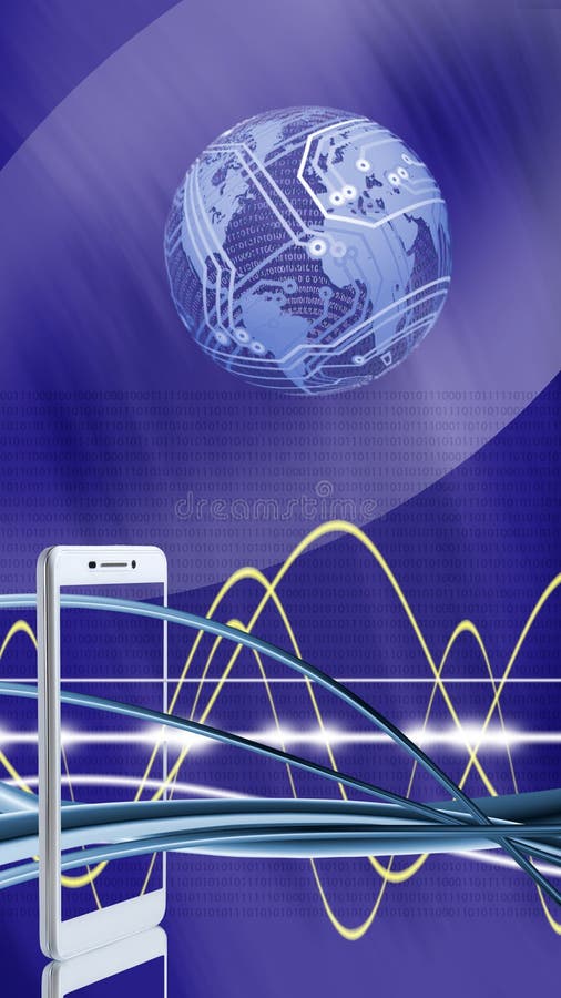 Image of a Stylized Globe, a Mobile Phone and Various Lines Stock Image ...