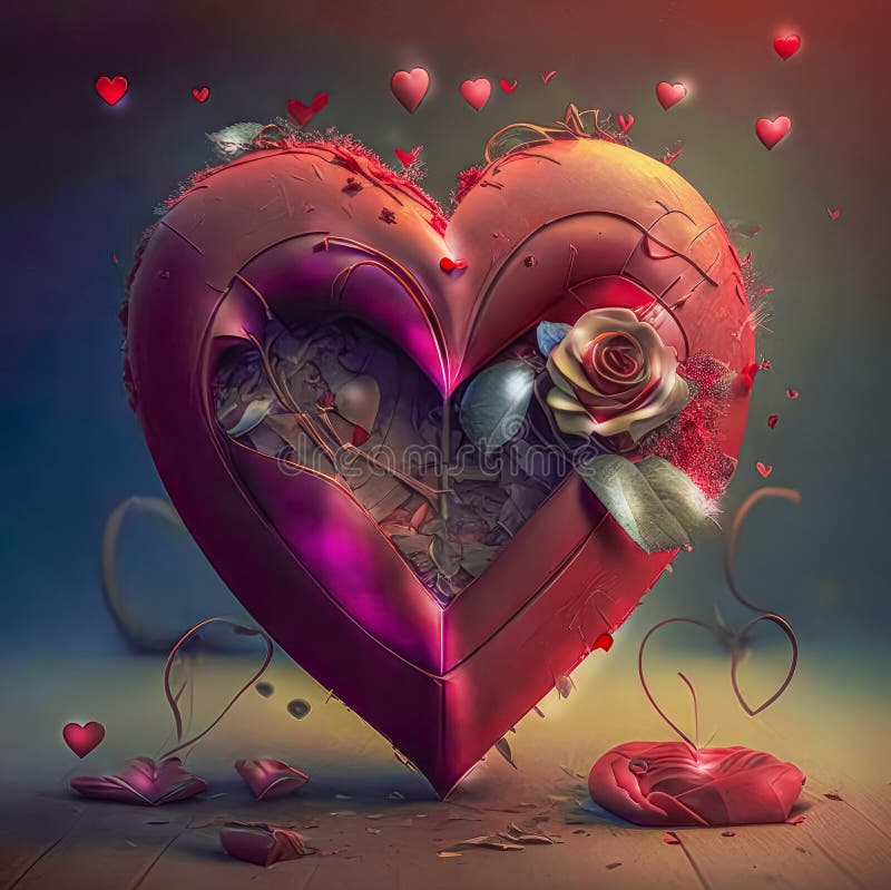 Image of a Stylized Heart, Emotions, Love, Broken Heart. Generative AI ...