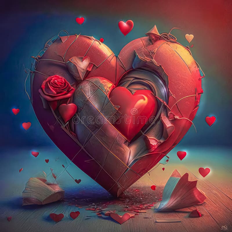 Image of a Stylized Heart, Emotions, Love, Broken Heart. Generative AI ...