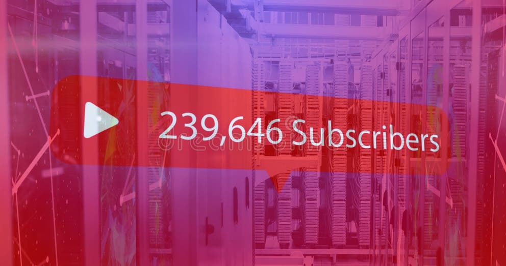 Image of Subscribers Text with Growing Numbers Over Server Room Stock ...