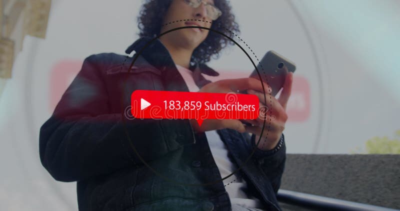 Image of Subscribers Text, Play Icon with Increasing Numbers Over ...
