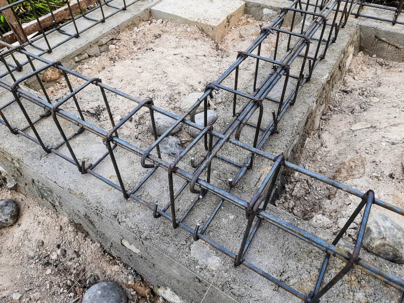Series of Iron Wire Frames Used for Building or House Foundations Stock ...