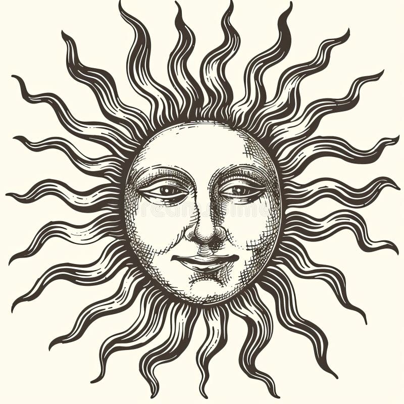 An Image of the Sun with a Face and Rays. a Mystical, Esoteric or ...
